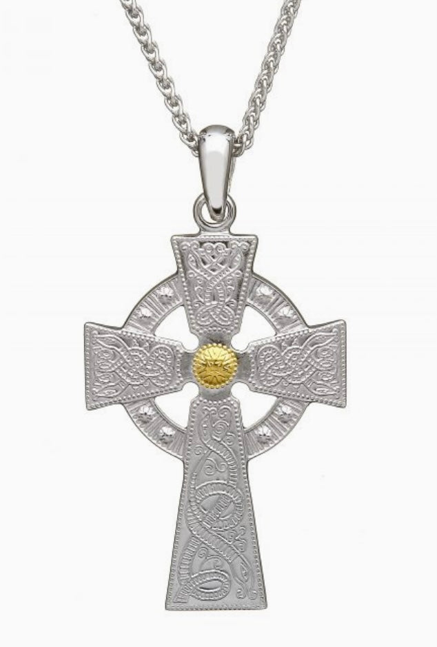 Celtic Warrior Silver Cross – Medium with Gold Plated Bead – John ...