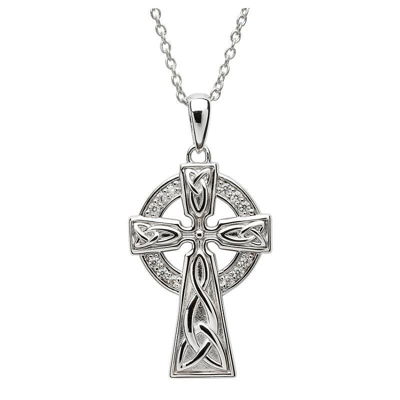 Sterling Silver Large Pave set CZ Celtic Cross SF30 – John Weldon Jewellers