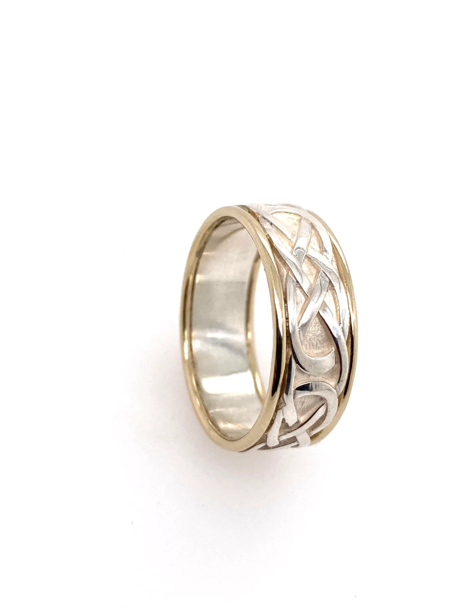Silver & 9ct Wide Celtic Knot Ring Ladies – John Weldon Jewellers